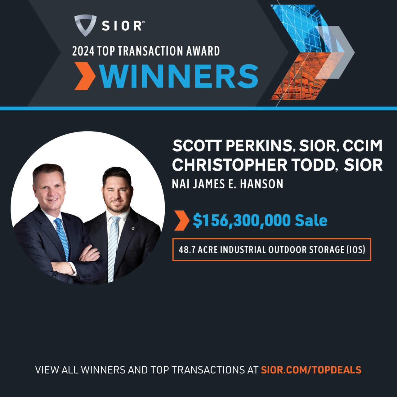 NAI James E. Hanson’s Perkins and Todd Win SIOR’s Top Industrial ...